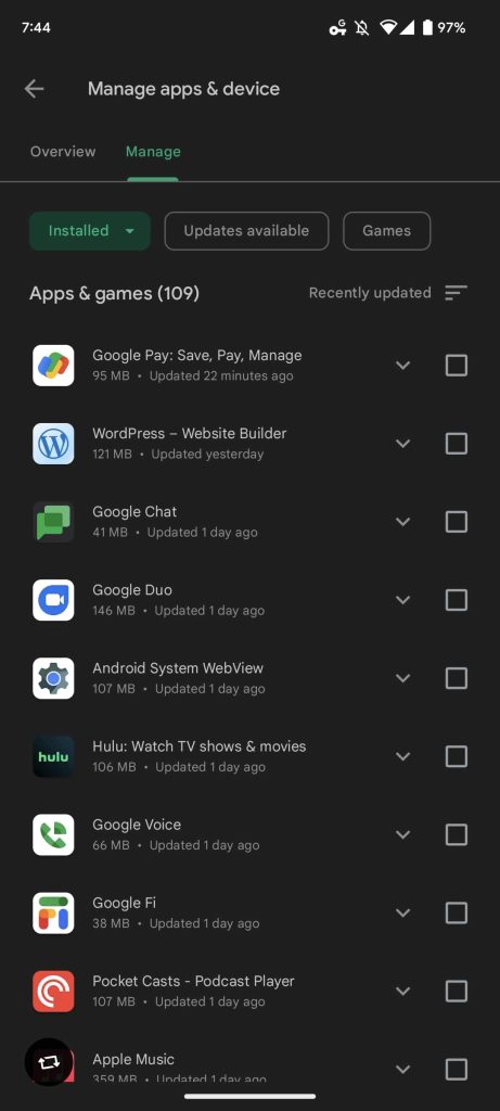 Google Play not showing 'Recently updated' apps again [U]