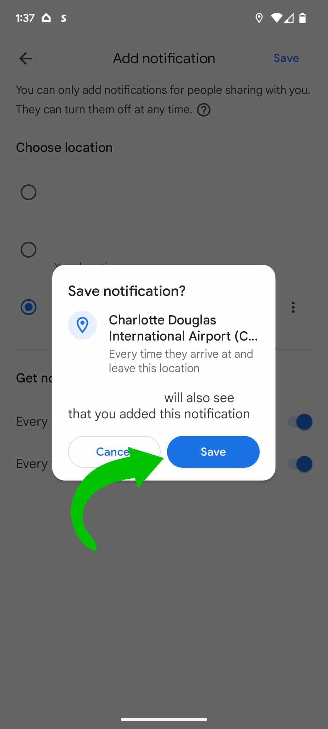 How to get alerts in Google Maps when friends arrive somewhere