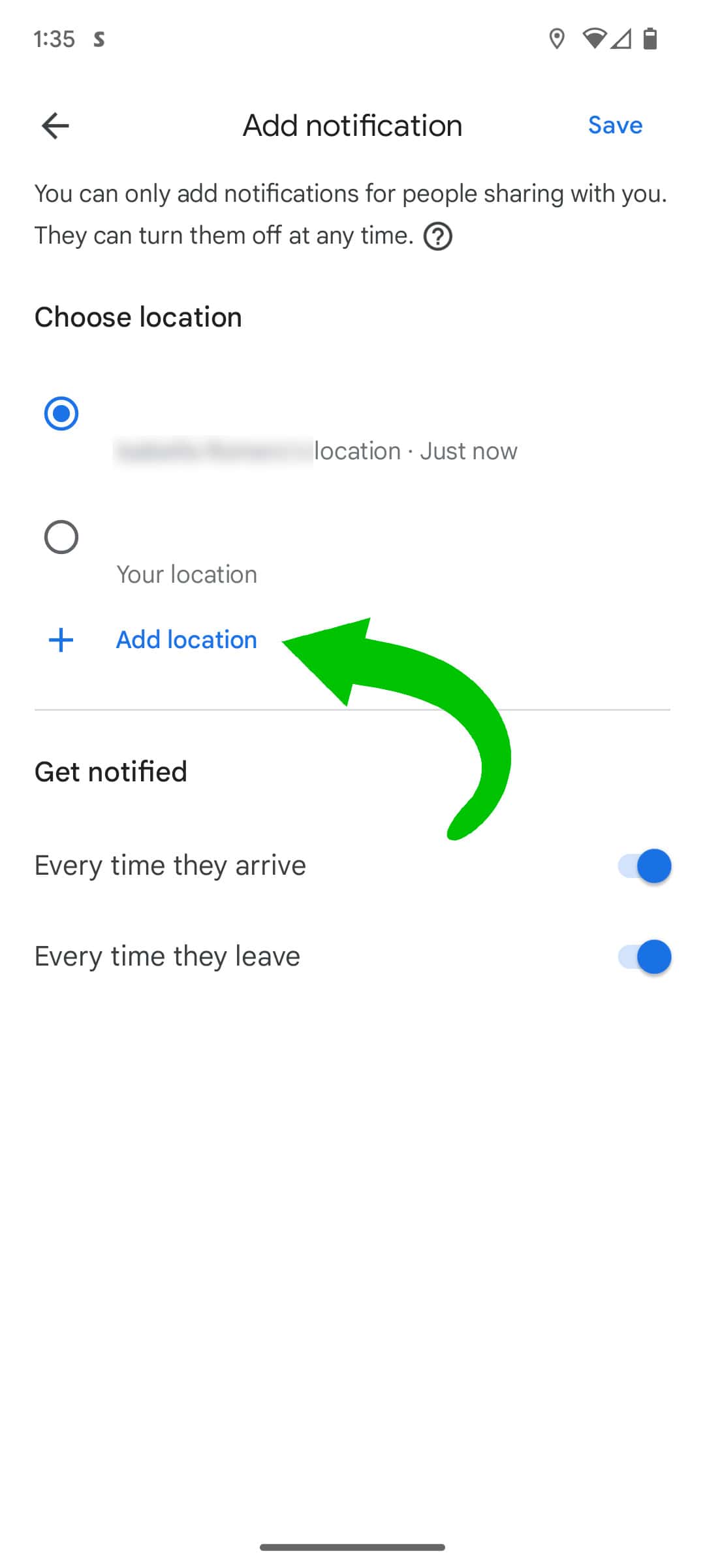 How to get alerts in Google Maps when friends arrive somewhere