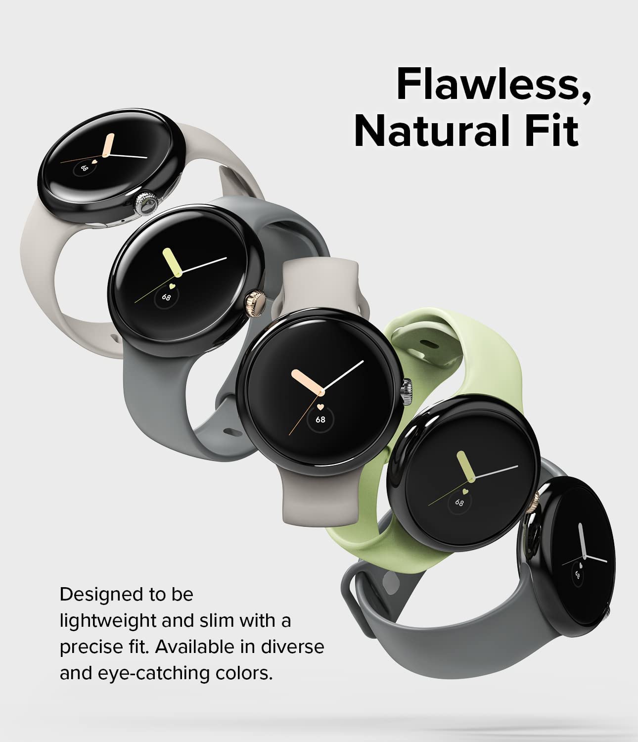 Here's the Pixel Watch band in Coral and 3rd-party bezel case