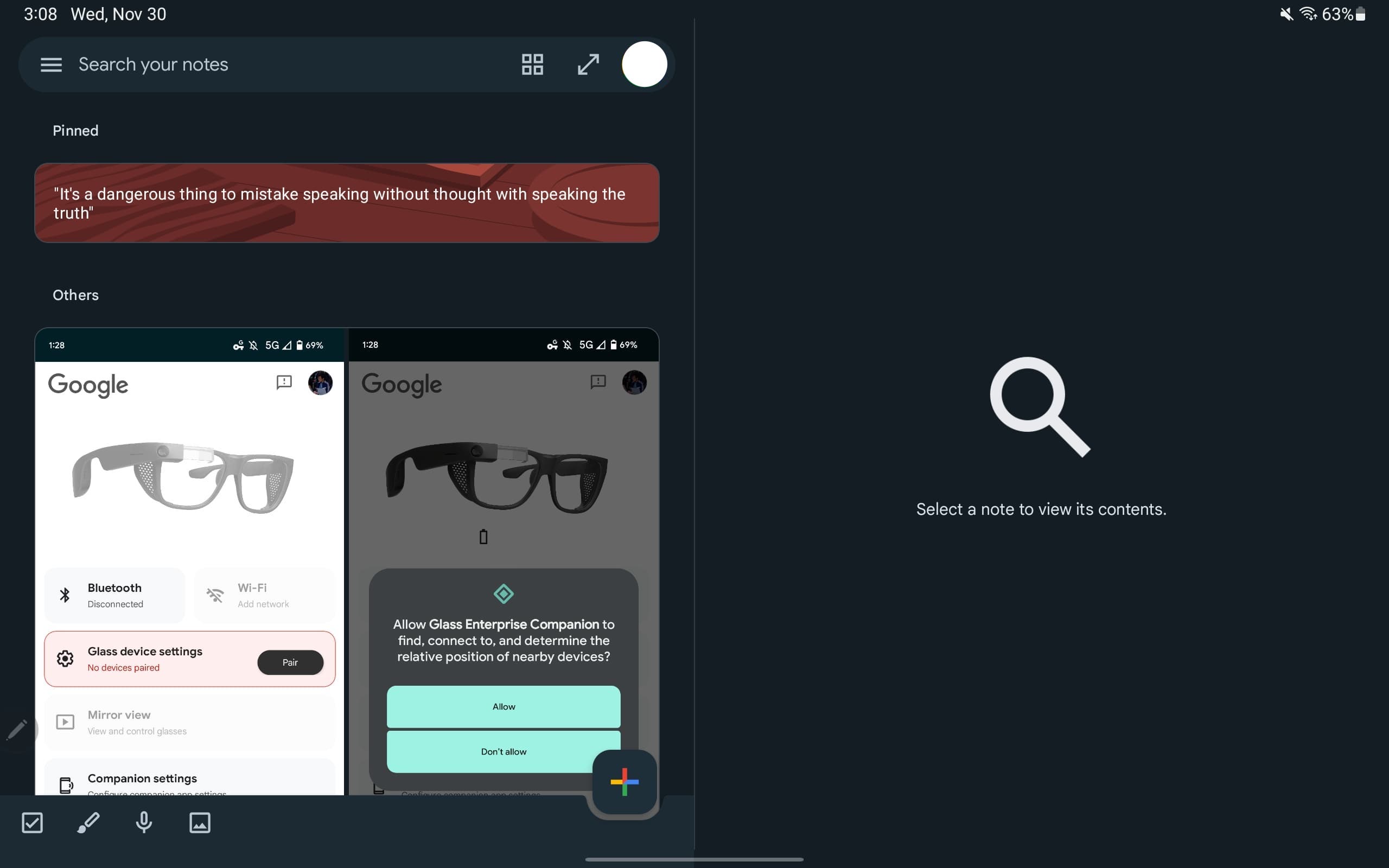 Google Keep dual-pane redesign for Android tablets rolling out
