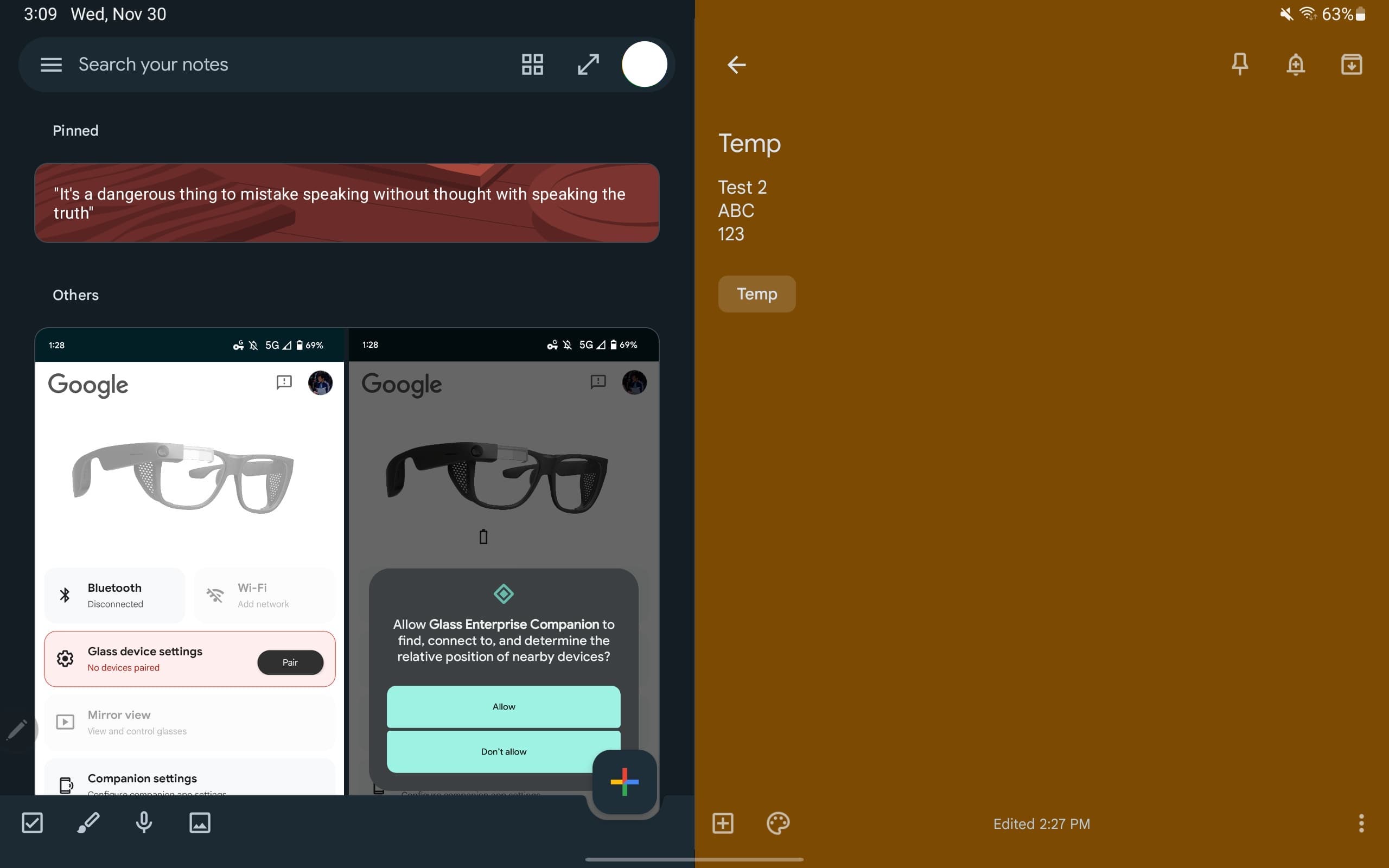 Google Keep dual-pane redesign for Android tablets rolling out
