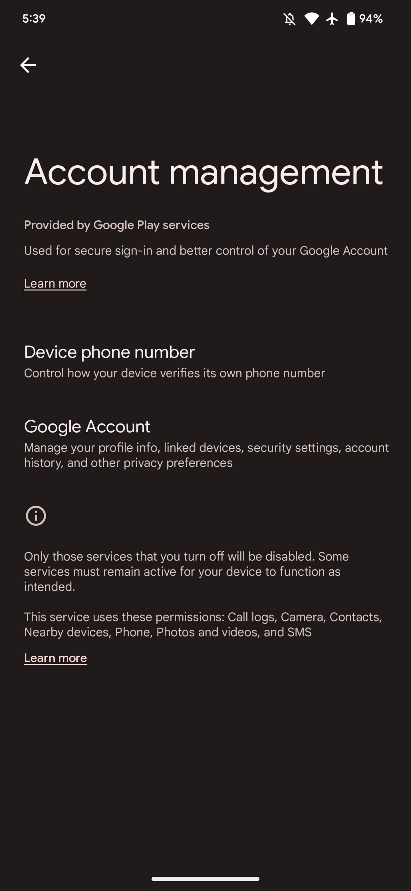 Google Play services explanation now directly included in Android