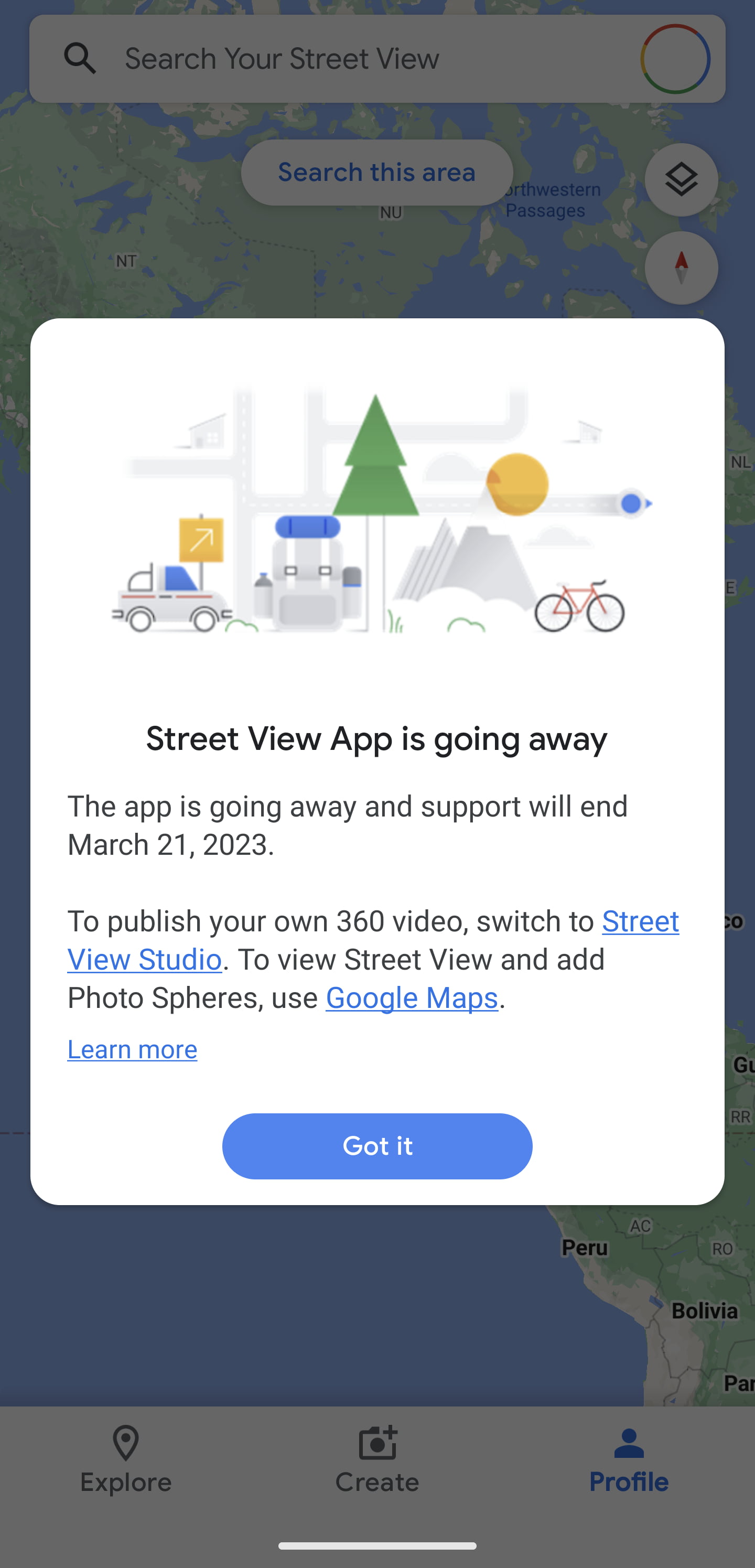 Google is shutting down its dedicated Street View app next year