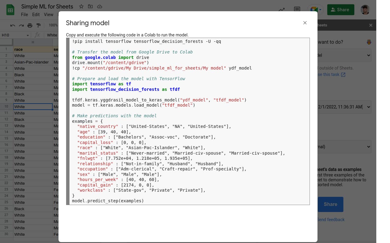 Google’s Simple ML for Sheets add-on can predict missing values