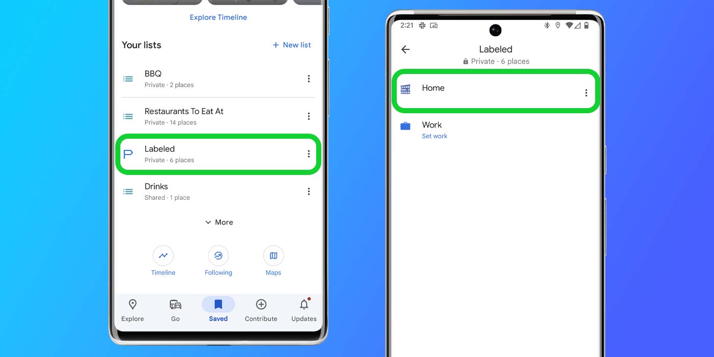 How to set or change your home or work address in Google