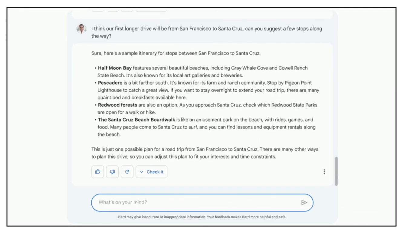 Here are a few more Google Bard examples