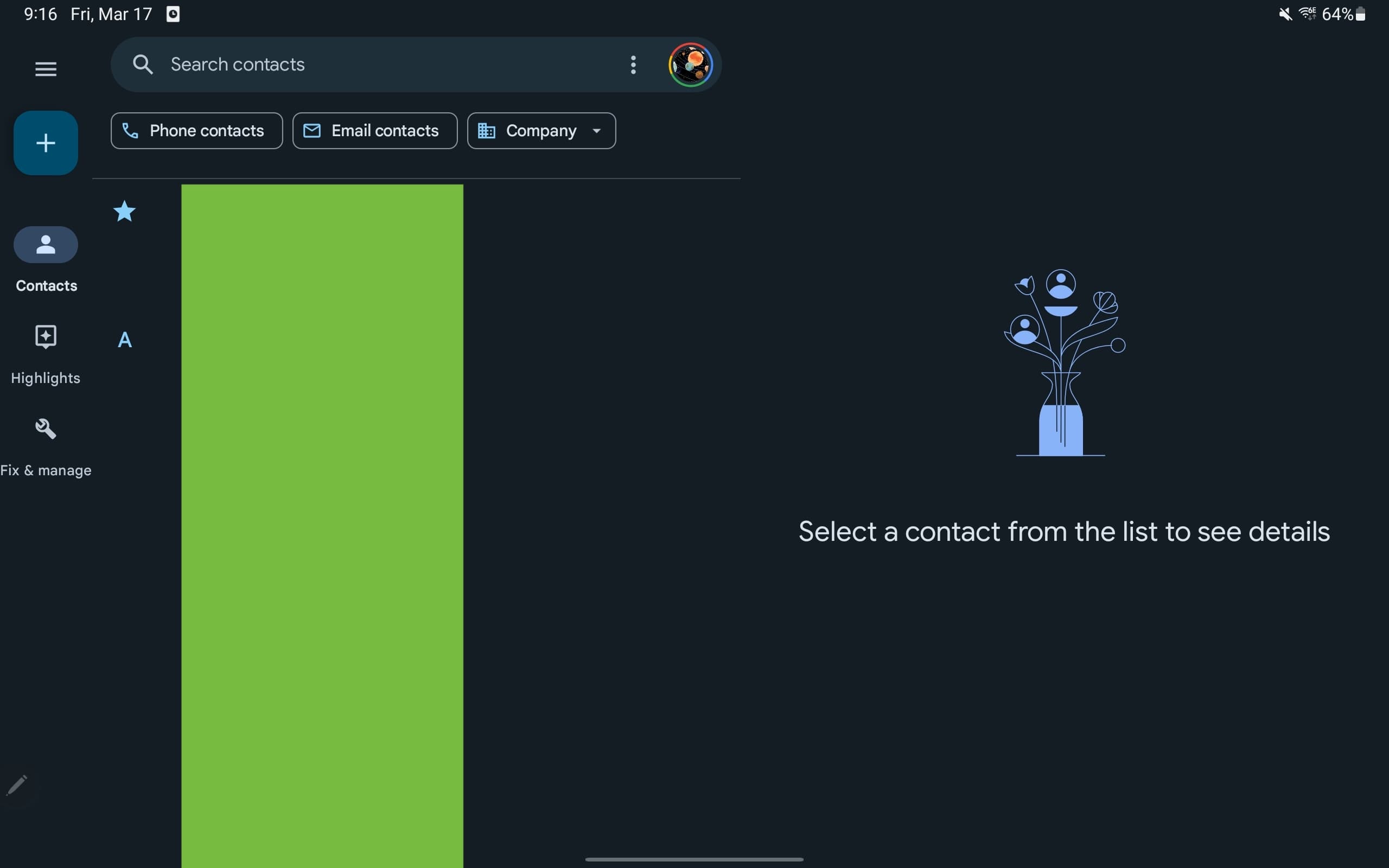 Google Contacts for Android gets tablet redesign