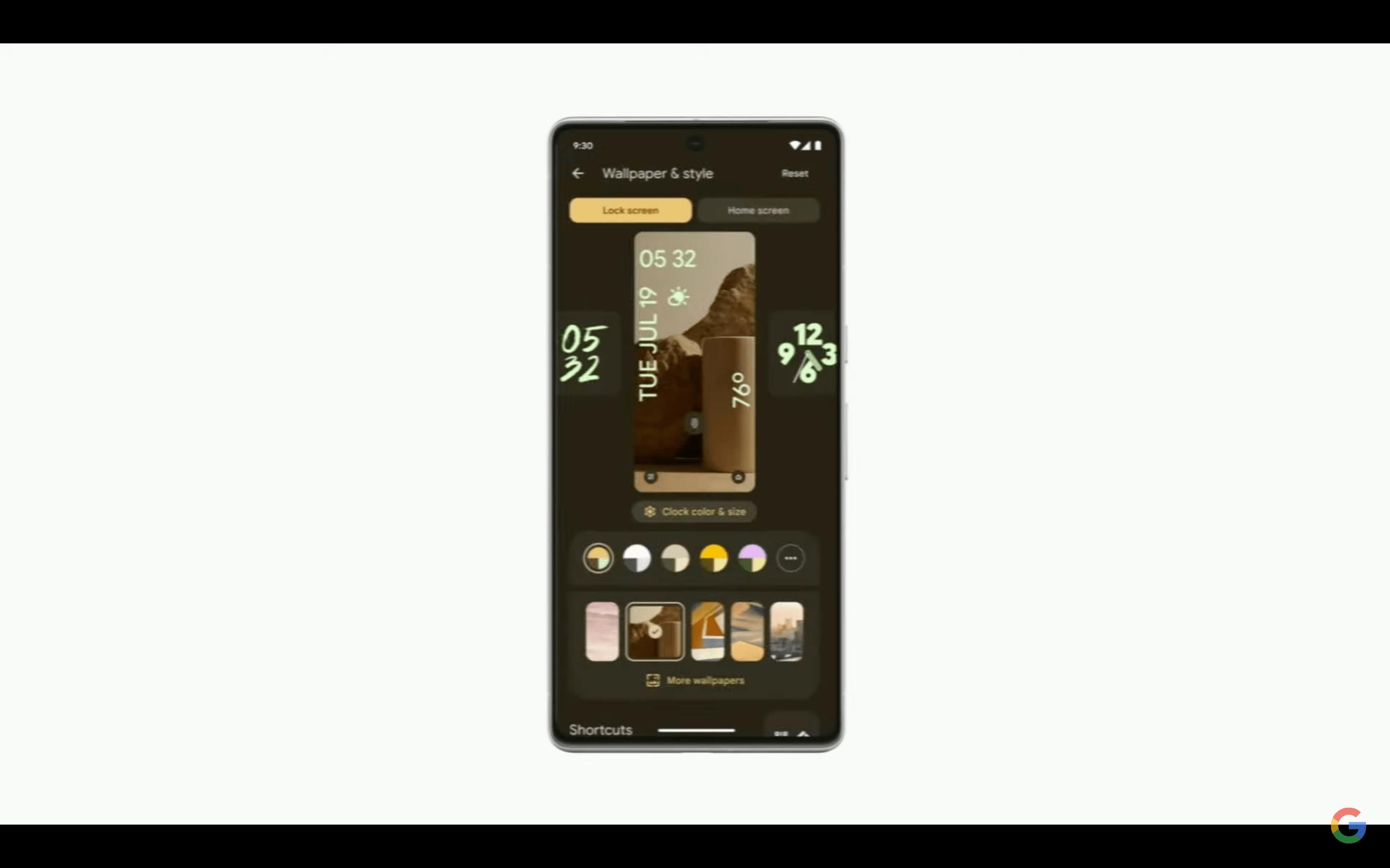 Android 14 adding lockscreen clocks and shortcuts, gen AI wallpapers