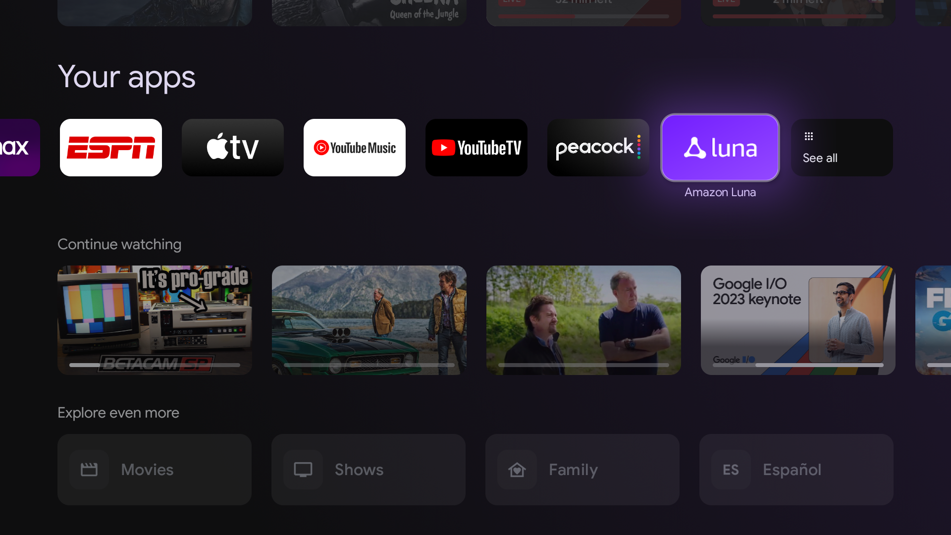Amazon Luna adds basic Android TV and Google TV support