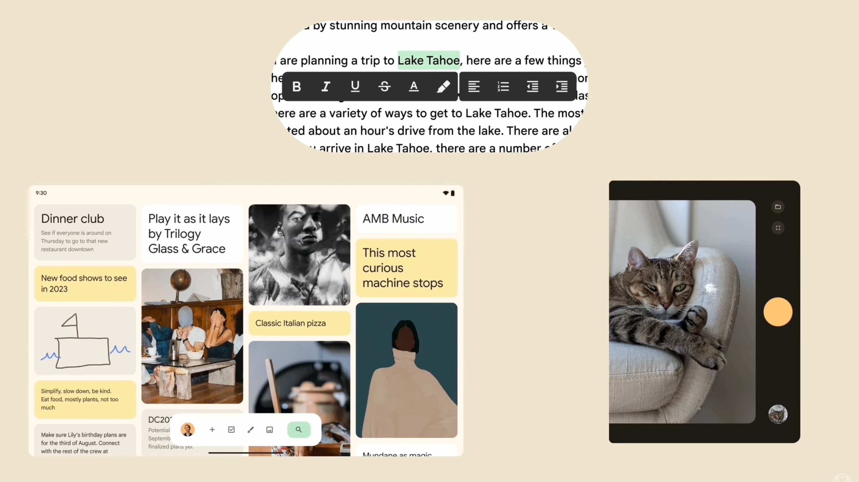 New Material 3 components include Floating App Bar, FAB menu