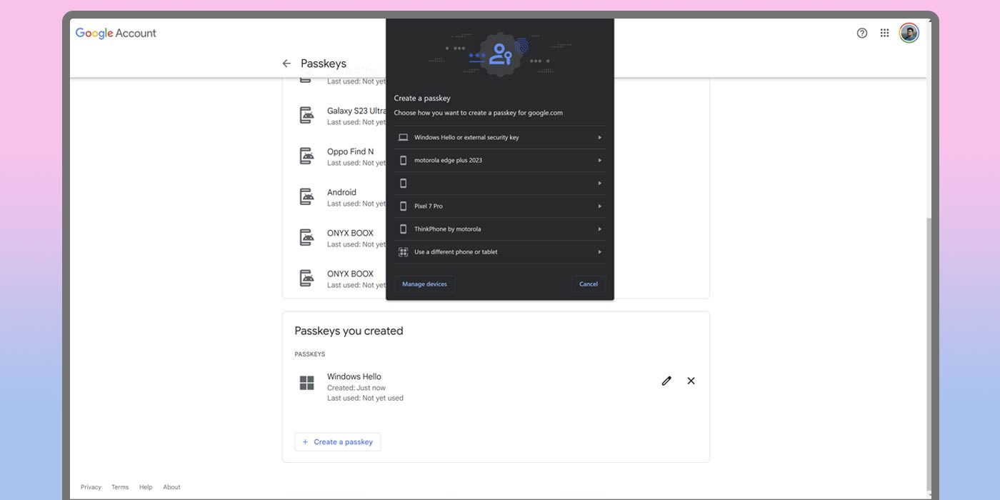 Create and manage your Google Passkeys, here's how