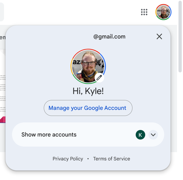 Google Account switcher on web gets larger Material You redesign