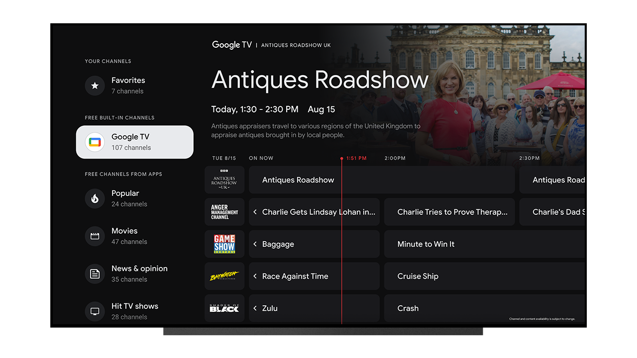 Google TV now offers 1,000 free channels on the homescreen