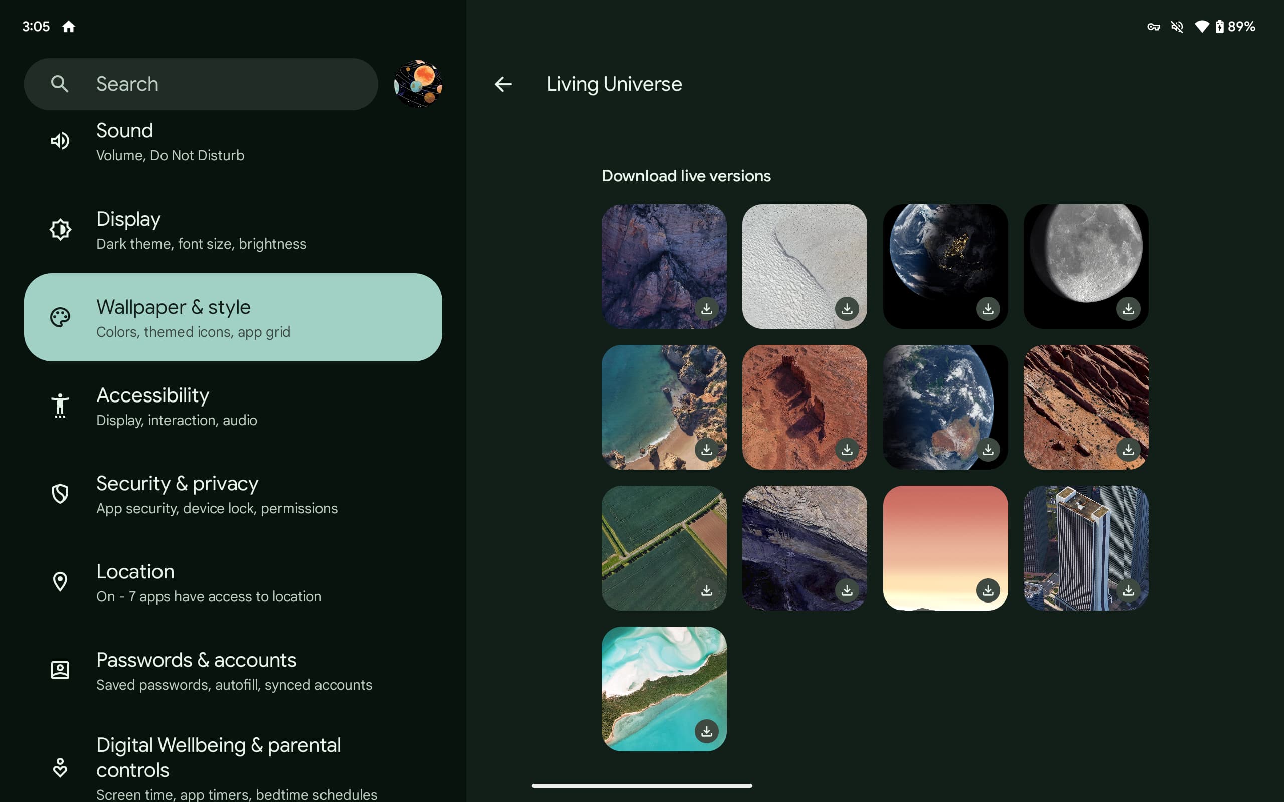 Pixel Fold and Tablet get more Living Universe live wallpapers