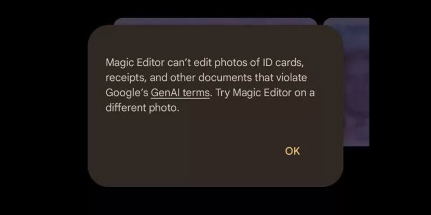 Google Photo’s Magic Editor won’t let you erase or edit IDs or faces
