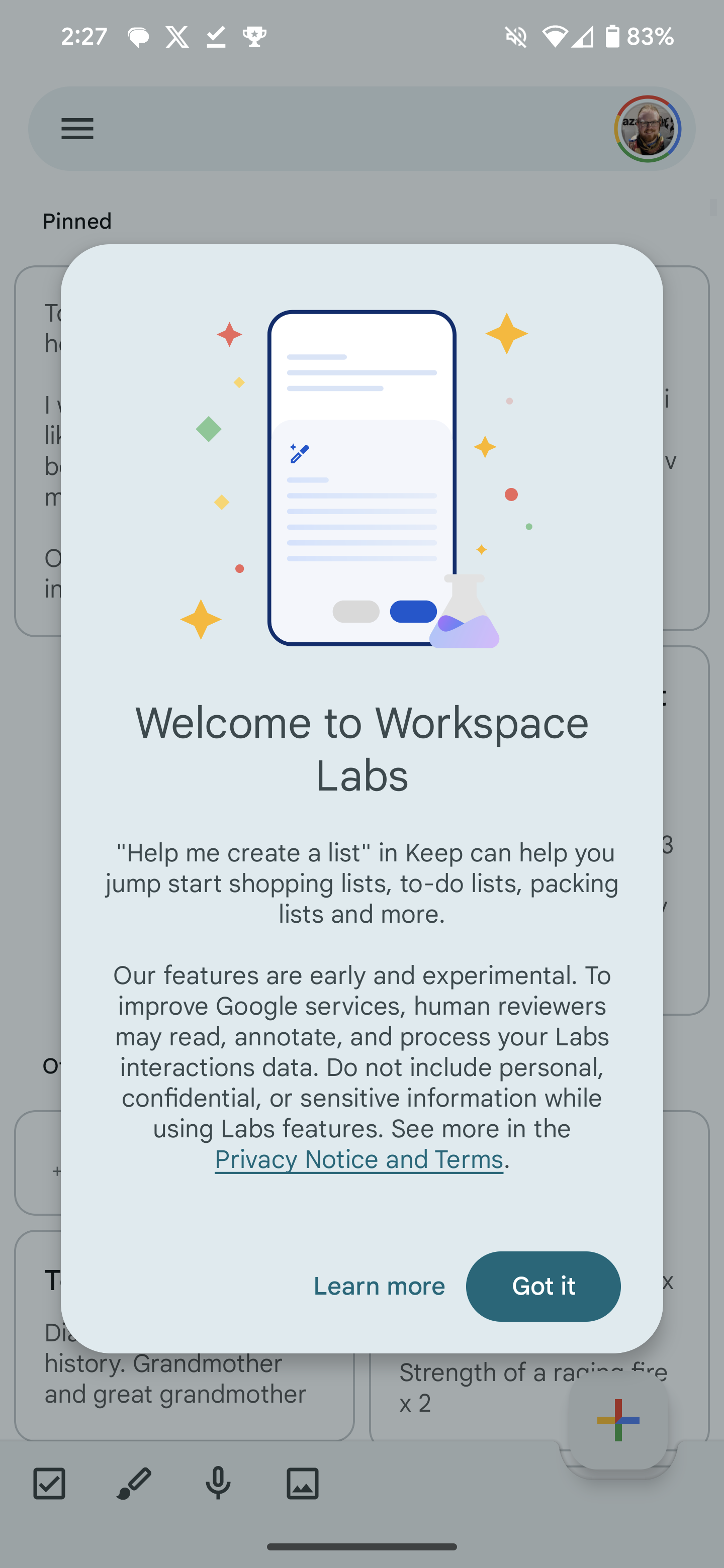 Keep Notes preps Google AI-powered 'Help me create a list'