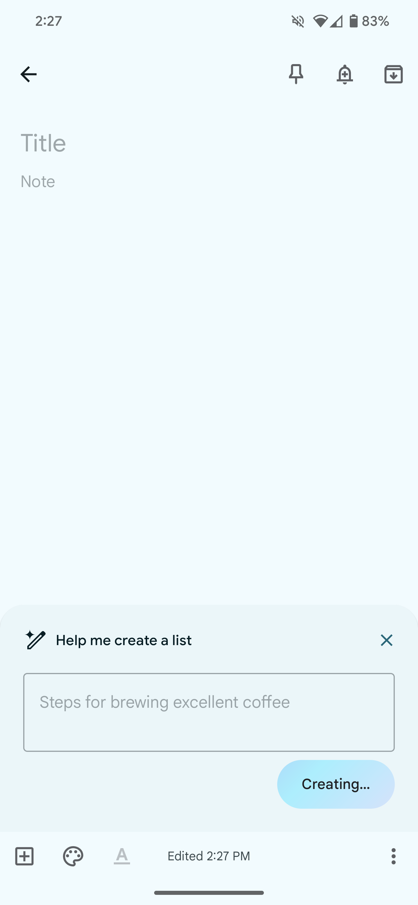 Keep Notes preps Google AI-powered 'Help me create a list'