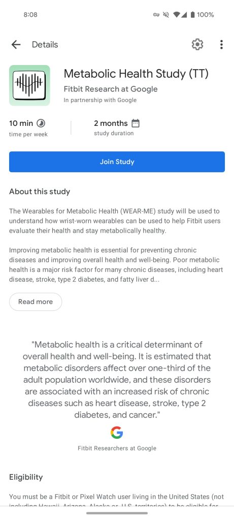 New Fitbit study aims to create new algorithms for metabolic health