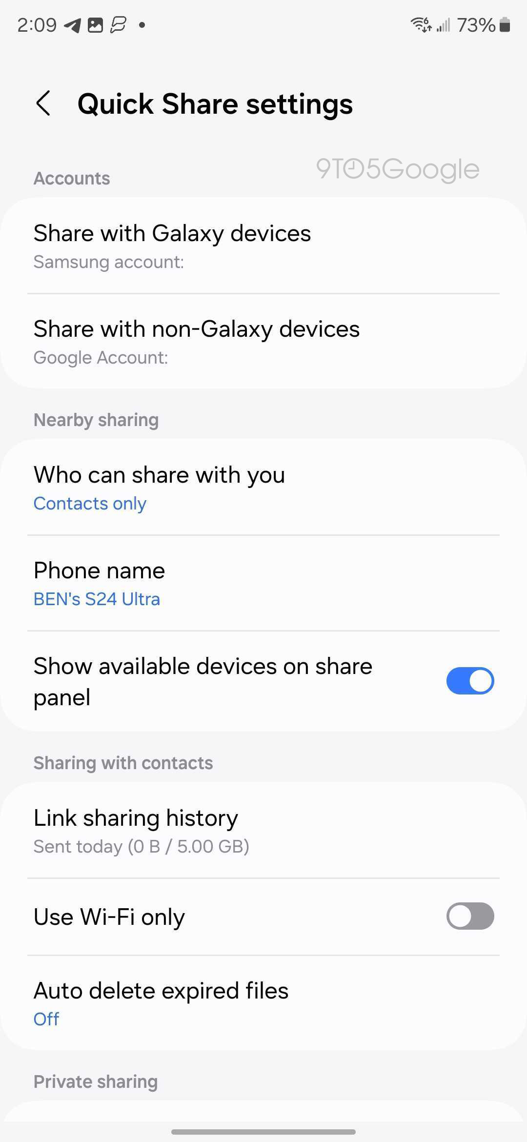 Samsung Quick Share update adds Nearby Share integration