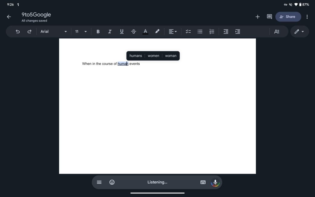 Gboard rolling out Assistant voice typing toolbar on Pixel