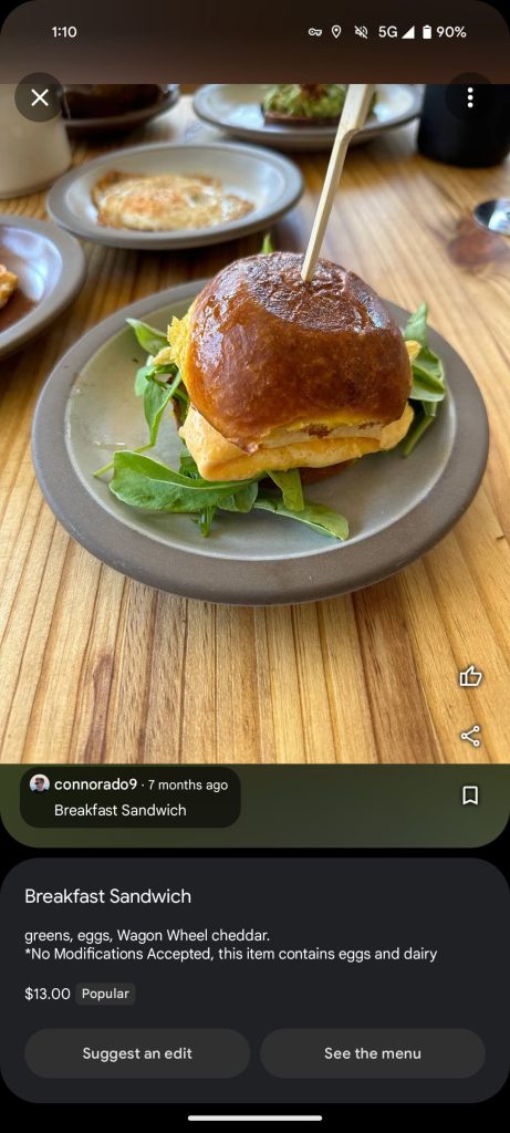 Google Maps is matching your food pics to the menu