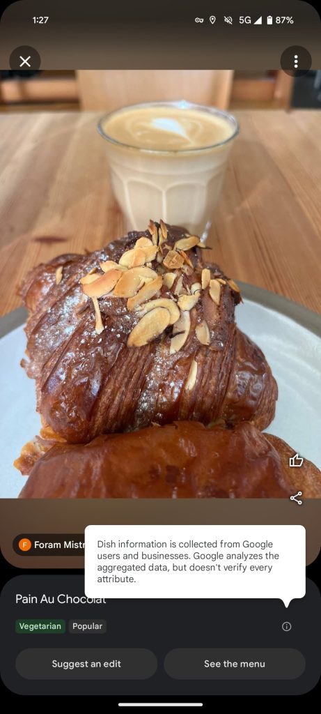 Google Maps is matching your food pics to the menu