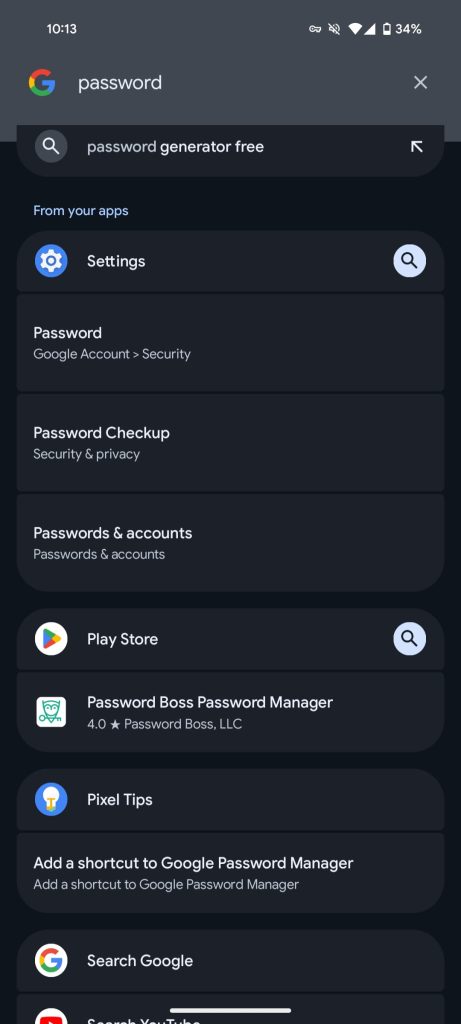Pixel Launcher adds Google Password Manager shortcut