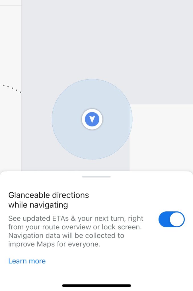 Google Maps adds 'Glanceable directions while navigating' setting