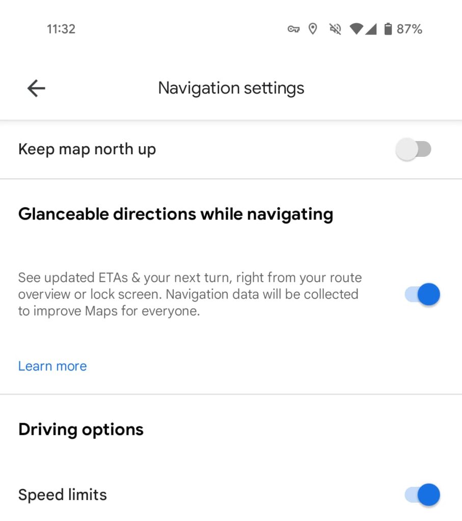 Google Maps adds 'Glanceable directions while navigating' setting