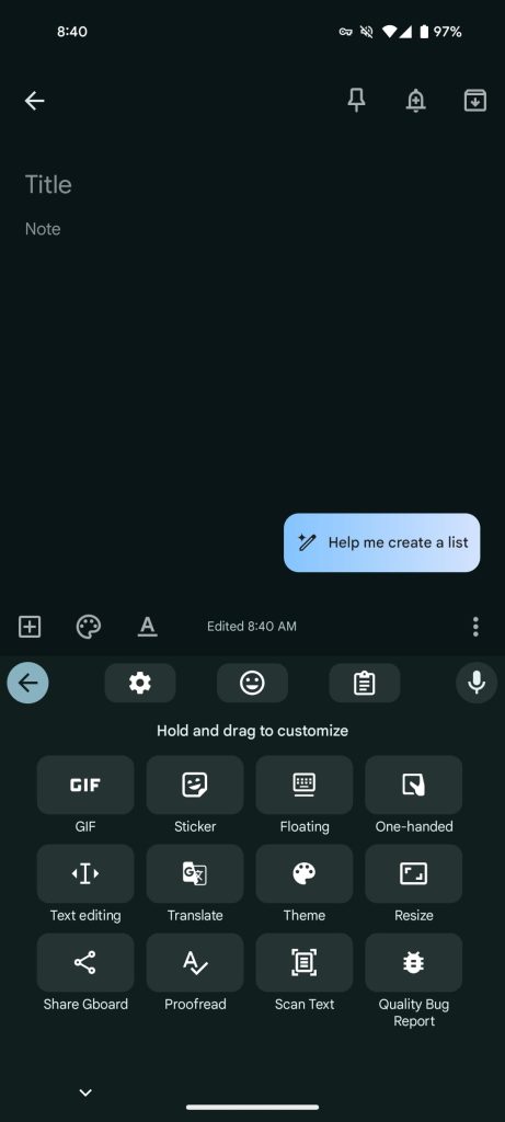 Gboard gets new Quality Bug Report shortcut on Android