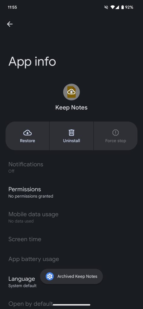 Android 15 DP2: App archiving integrated into Settings