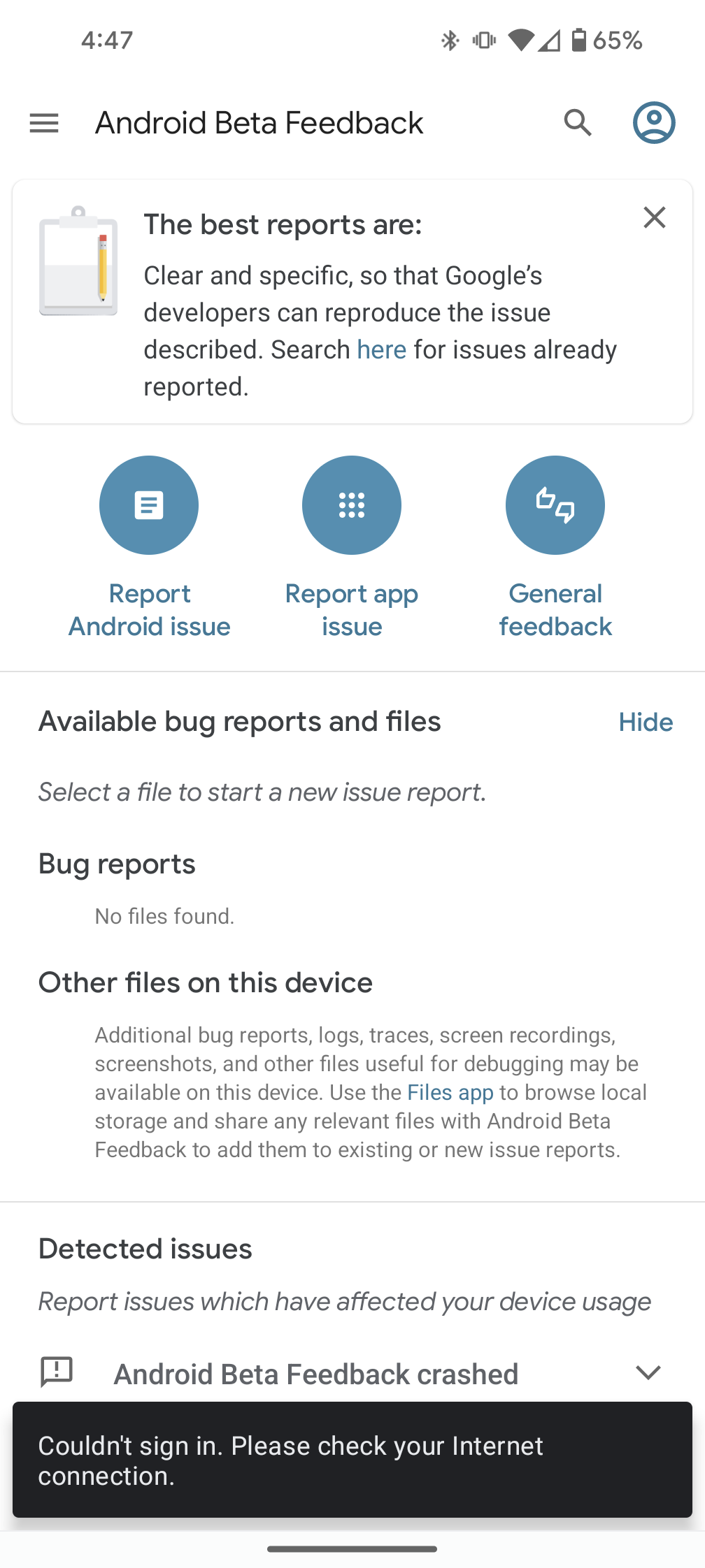 Android Beta Feedback update breaks Google sign-in [U: Fixed]