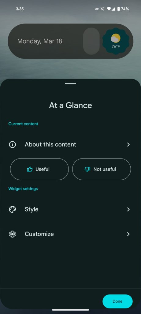 At a Glance widget drops Google Assistant branding
