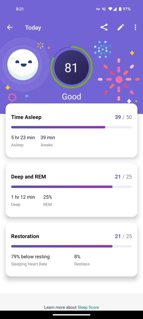 Unreleased Fitbit app sleep page redesign shown off
