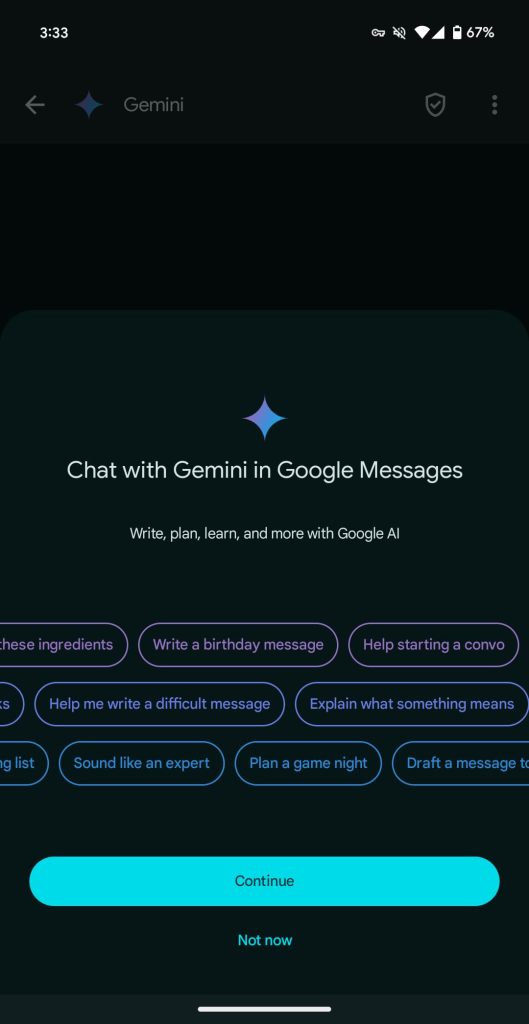 Gemini in Google Messages for Android widely rolling out