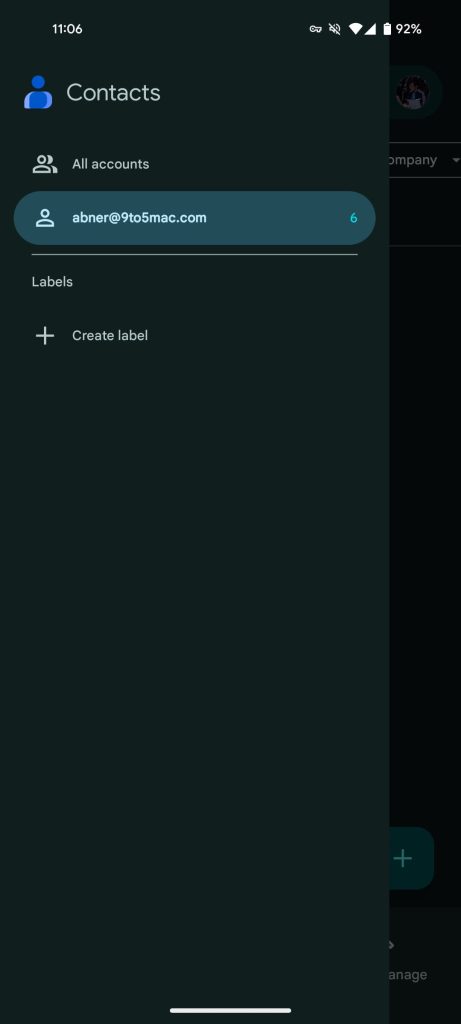 Google Contacts rolling out redesign that removes navigation drawer