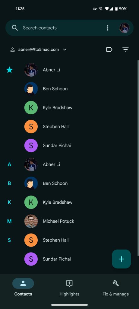 Google Contacts rolling out redesign that removes navigation drawer