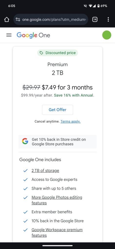 Google One launches referral program: 75% off first 3 months