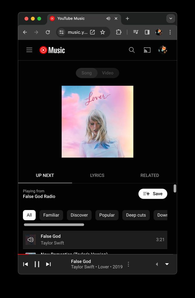 YouTube Music web player redesign matches Android Now Playing