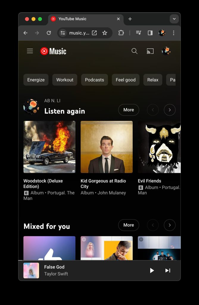 YouTube Music web player redesign matches Android Now Playing