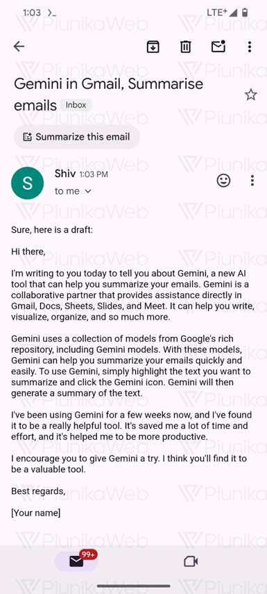 Gmail for Android prepping Gemini email summaries