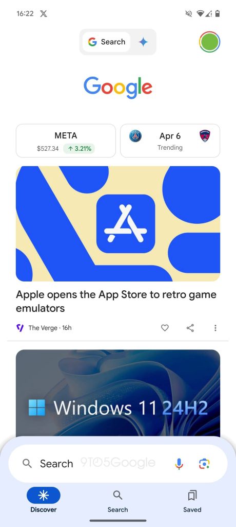 Google app testing a bottom search bar redesign on Android
