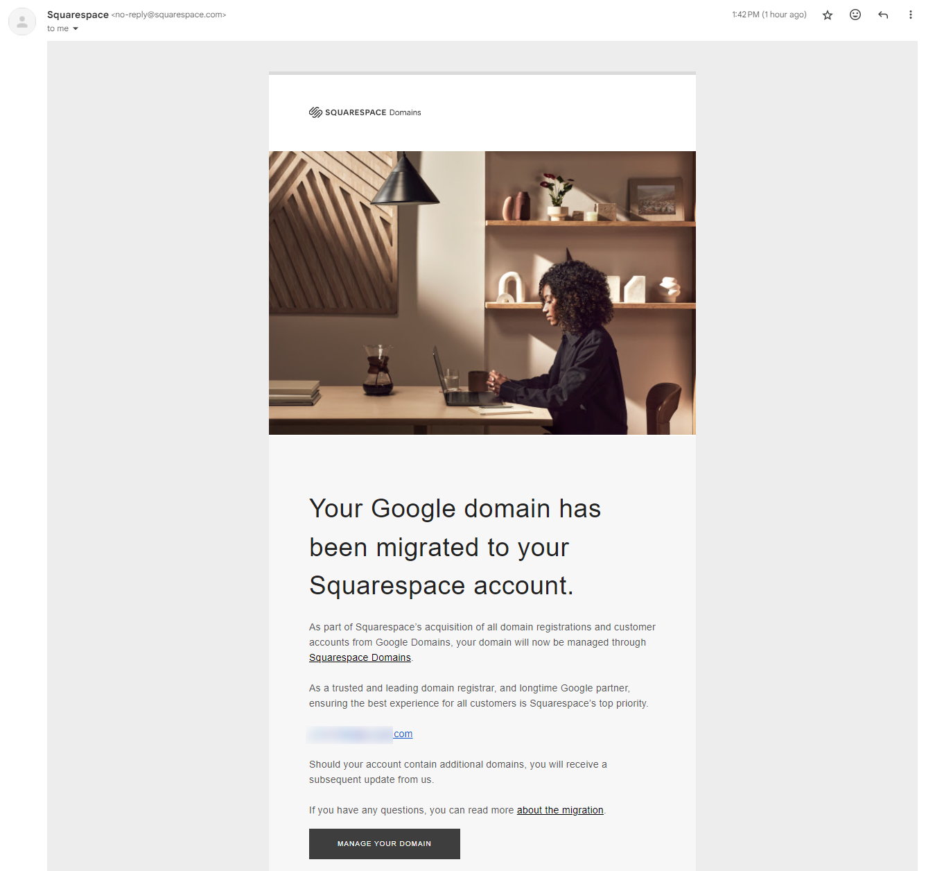 Google Domains controls are moving over to Squarespace now
