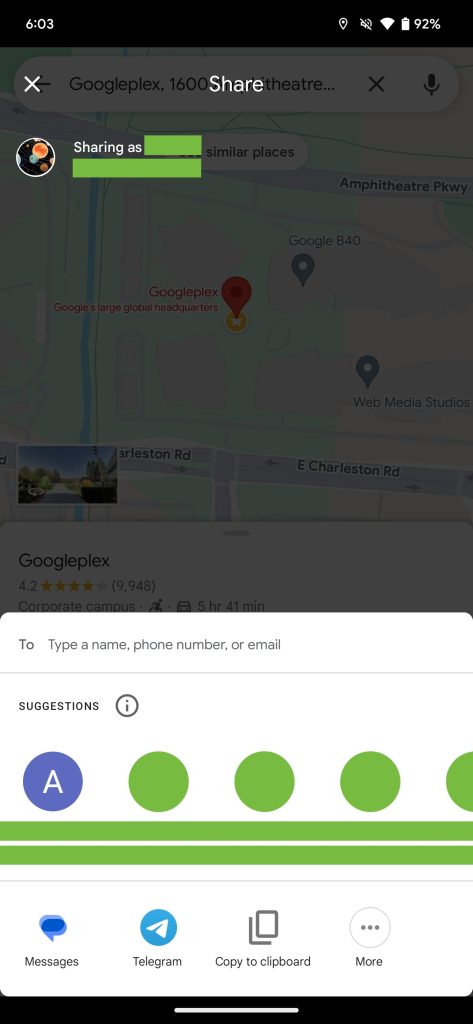 Google Maps switches from custom to native share sheet