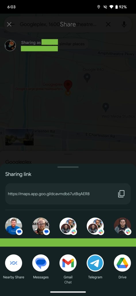 Google Maps switches from custom to native share sheet