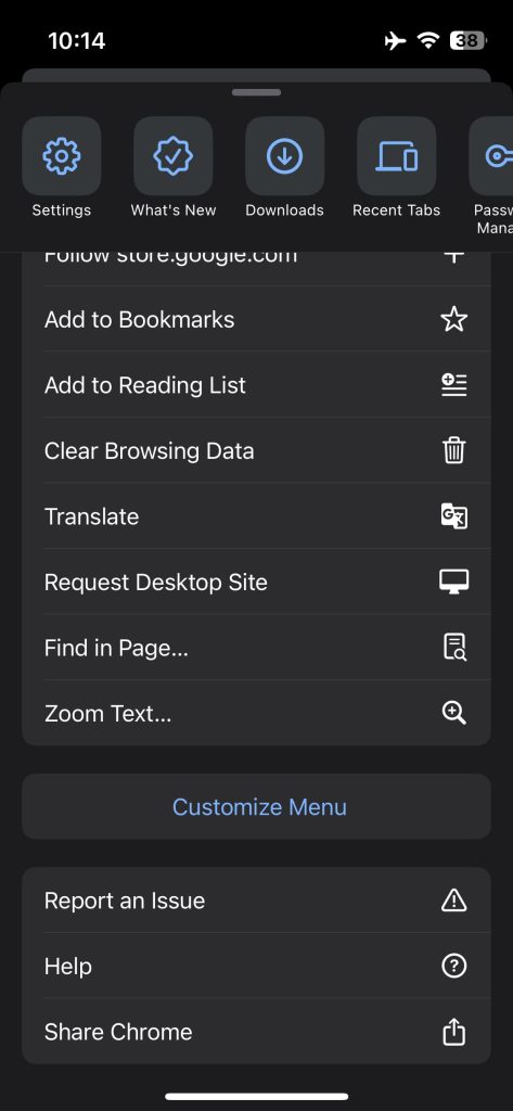 Chrome for iPhone now lets you customize the menu bar, carousel