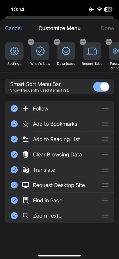 Chrome for iPhone now lets you customize the menu bar, carousel