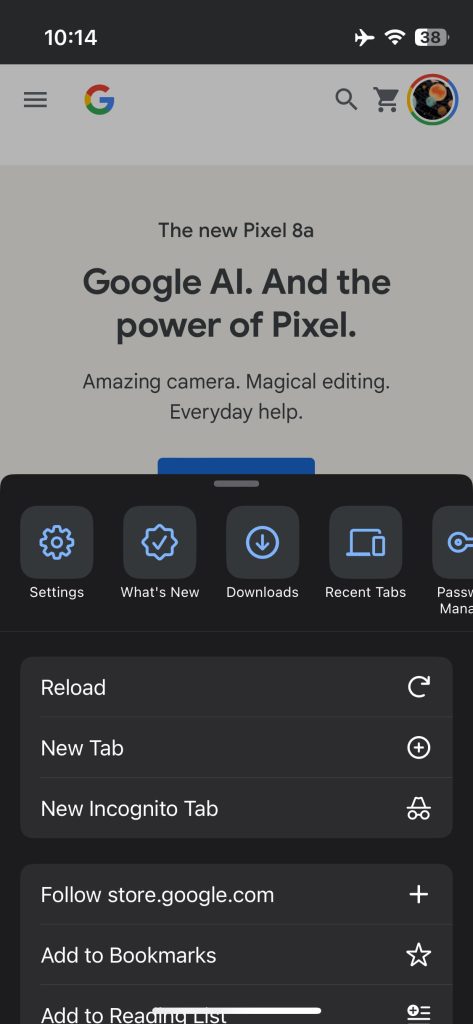 Chrome for iPhone now lets you customize the menu bar, carousel