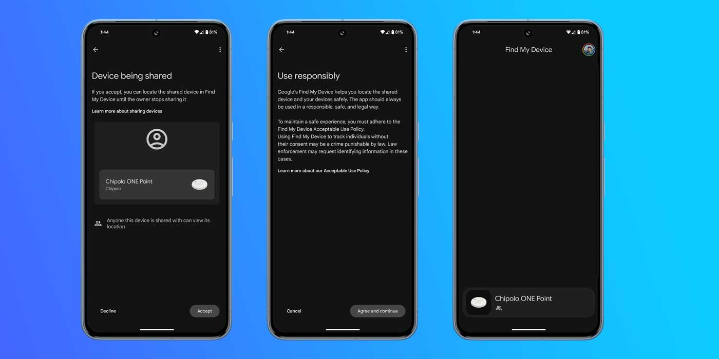 How to share a tracker in Google's Find My Device network